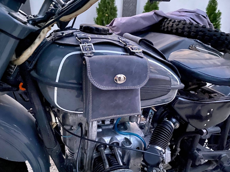 Ural Motorcycle Fuel Tank Cover: Handmade Crazy Horse Leather Gas Bag ...