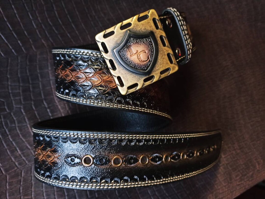 Leather Belt, Personalised Belt, Gift for Men, Biker Gift, Tooled Belt ...