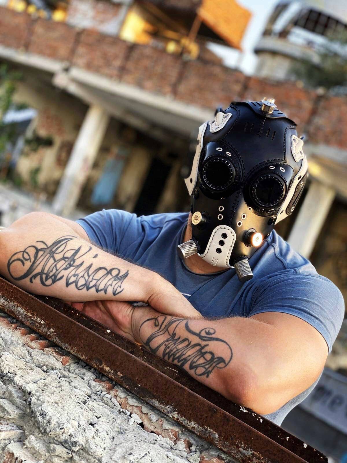 Full Face Leather Mask Biker Mask Dieselpunk Mask Covid - Etsy