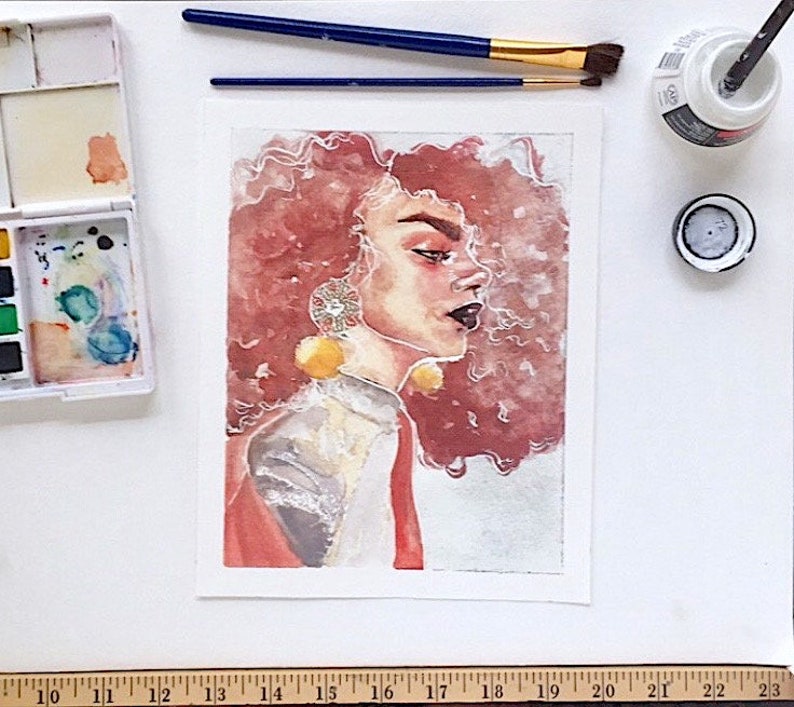 Mixed Media Girl Portrait - Etsy