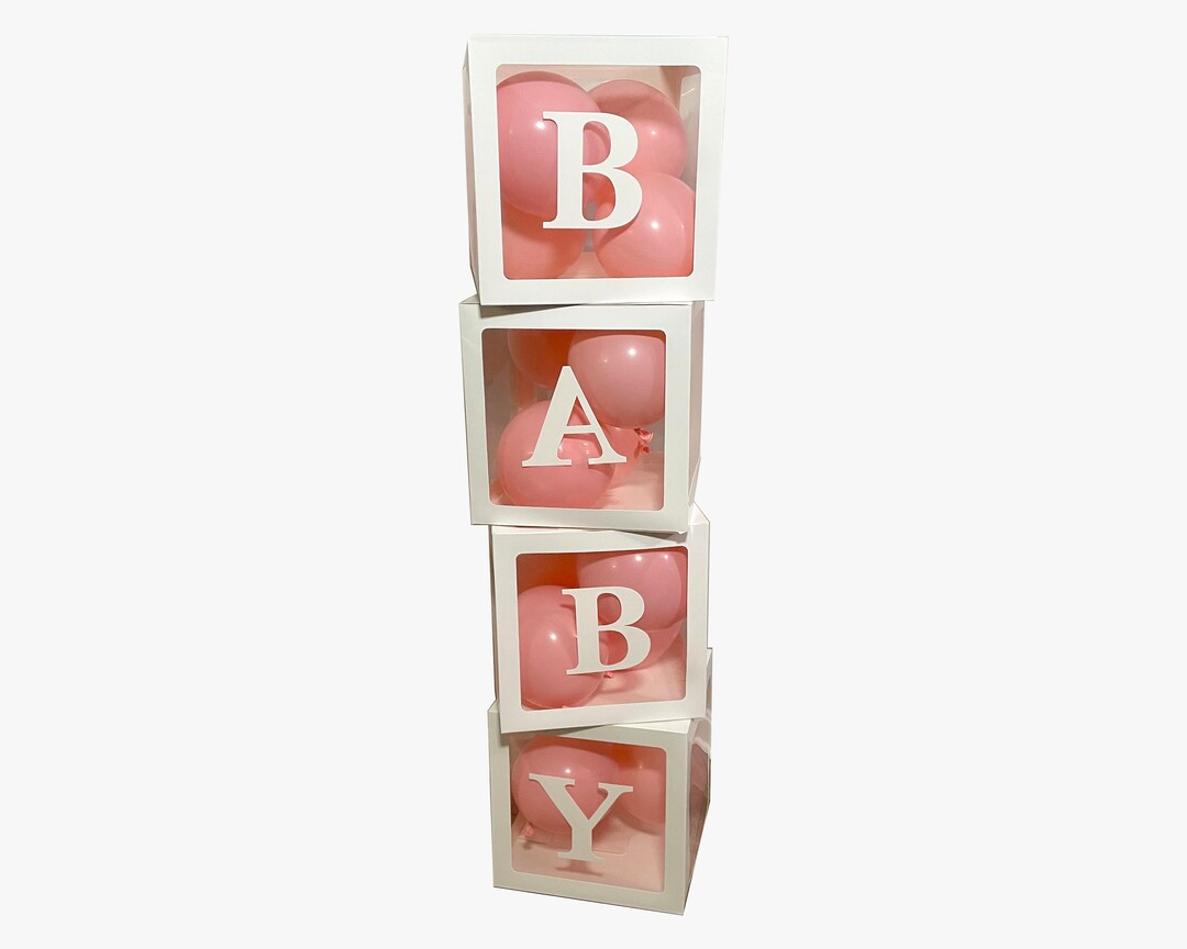 Baby Balloon Boxes (pink) - DIY Balloon Kit - Pink Baby Shower Balloons ...