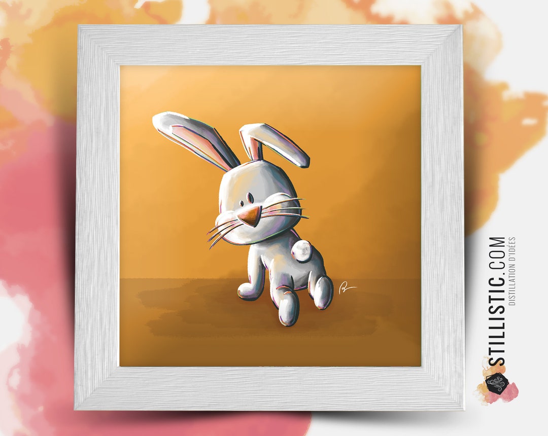 Square Frame With Illustration Rabbit for Baby Child Room 25x25cm - Etsy