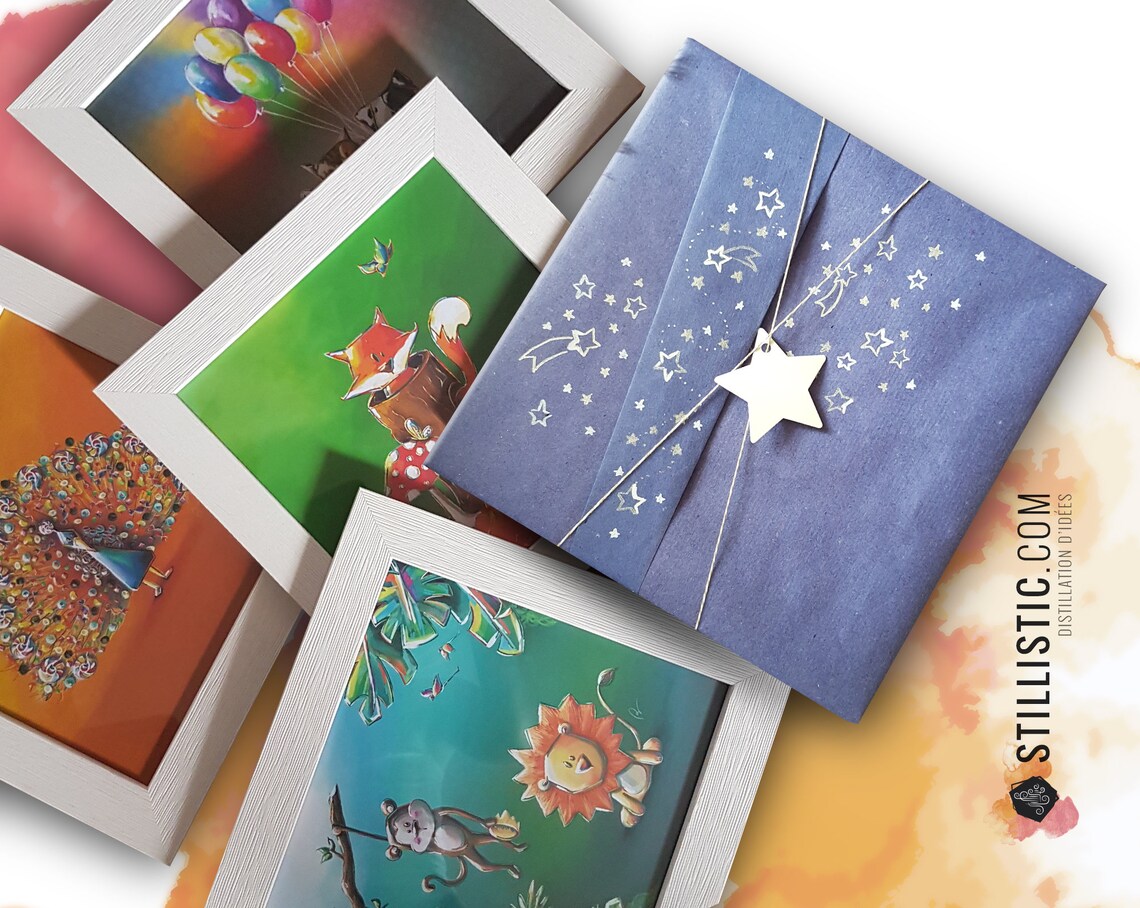 Triptych Set of 3 Square Frames With North Pole Animal Illustration for ...