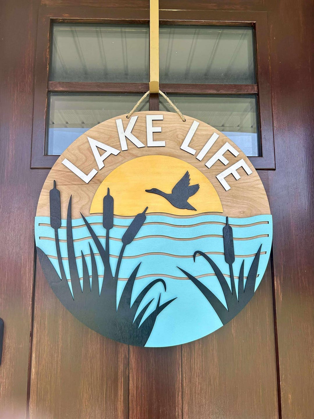 Lake Life Wood Door Hanger: 3D Duck & Sun Sign - 22 Inch - Etsy