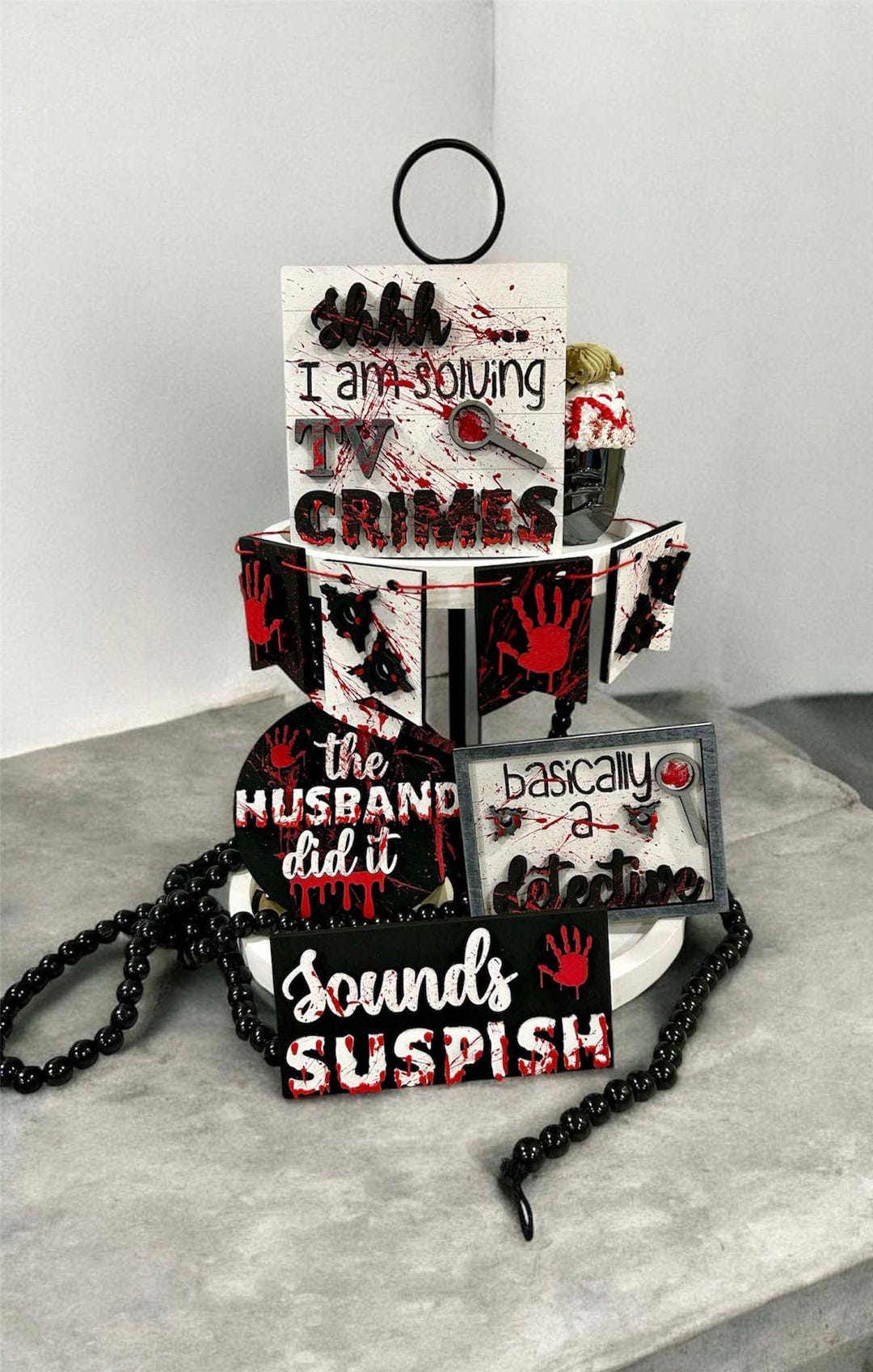 True Crime Tiered Tray Decor: Crime Scene Shelf Sitters, Set of 5 - Etsy
