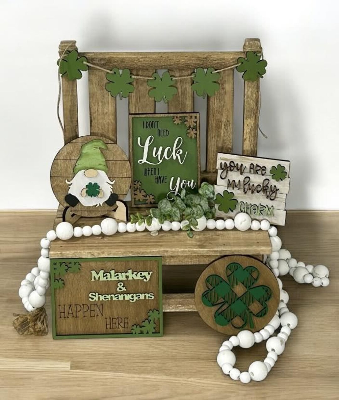 St. Patricks Day/ Shamrock With Gnome/ With Malarkey and Shenanigans ...