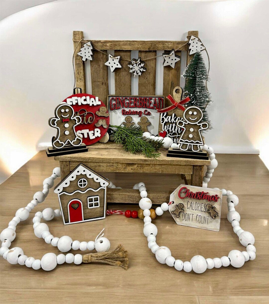 Gingerbread Tiered Tray Set/ Christmas Cookie Baking Shelf Sitters/ Set ...