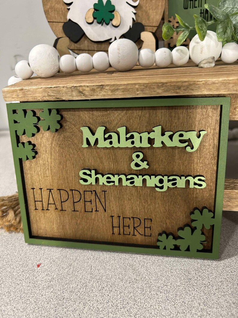 St. Patricks Day/ Shamrock With Gnome/ With Malarkey and Shenanigans ...