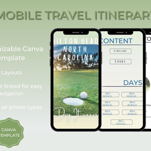 Golf Itinerary Template - Etsy