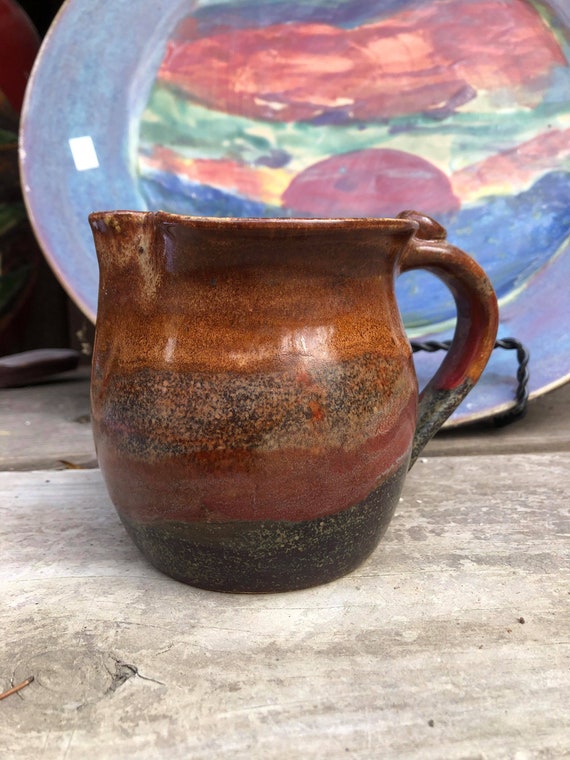 Small Pottery Pitcher Browns and Crystals 4-inch Small - Etsy