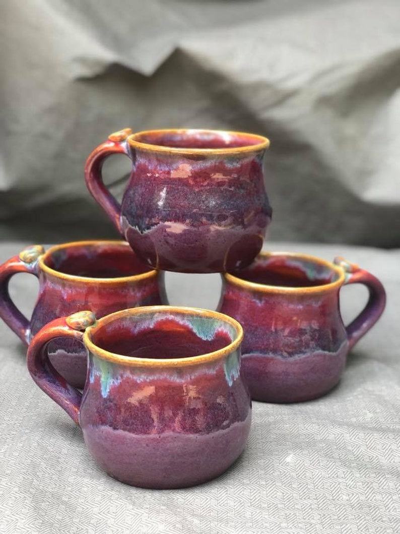 4-mug Sets 4-purple Pottery Mugs Set of Four Ceramic Mug | Etsy