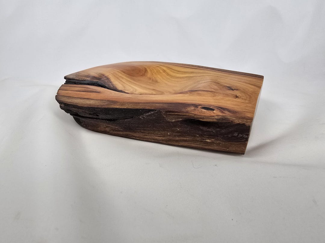 Rosewood Crotch Wood Turned Rustic Shallow Dish, Wooden Elegant, Sloped ...