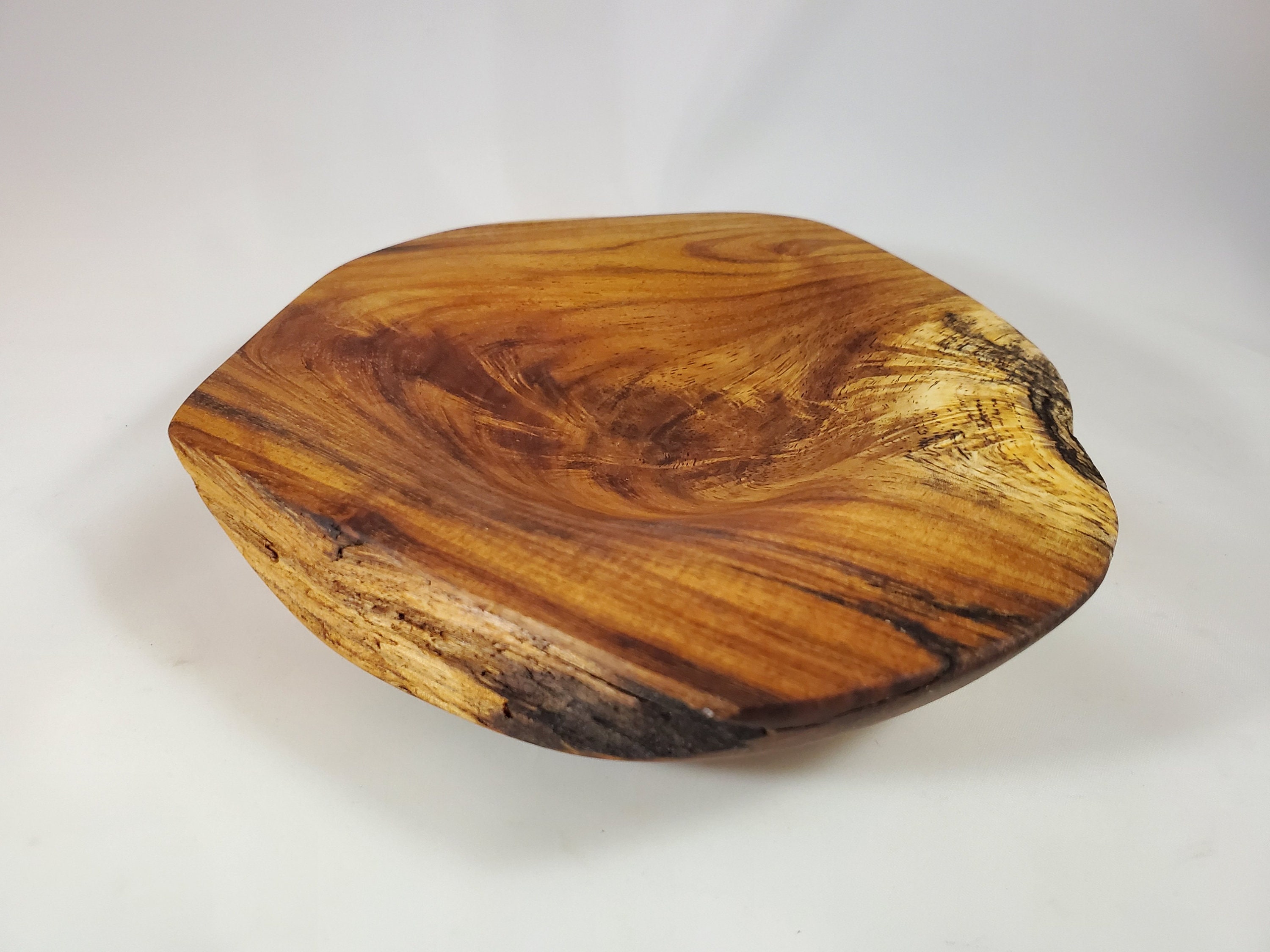 Rosewood Crotch Wood Turned Rustic Shallow Dish, Wooden Elegant, Sloped ...