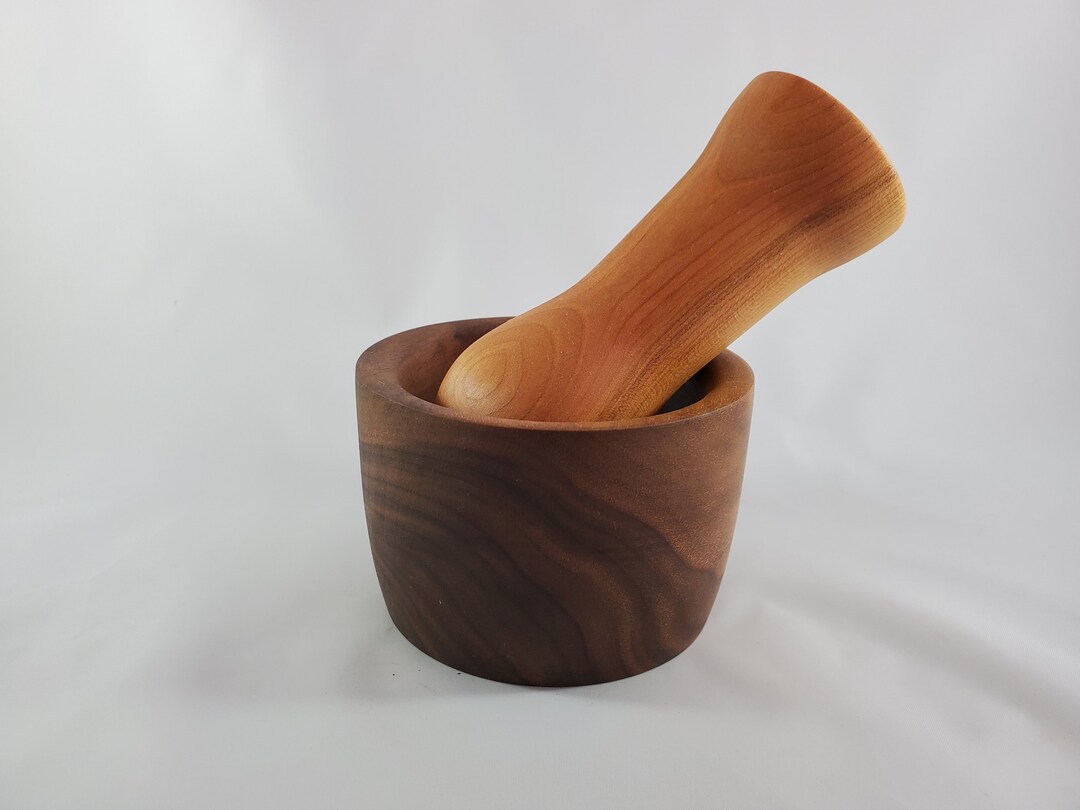 Handcrafted Wooden Mortar and Pestle - Black Walnut Mortar With a ...