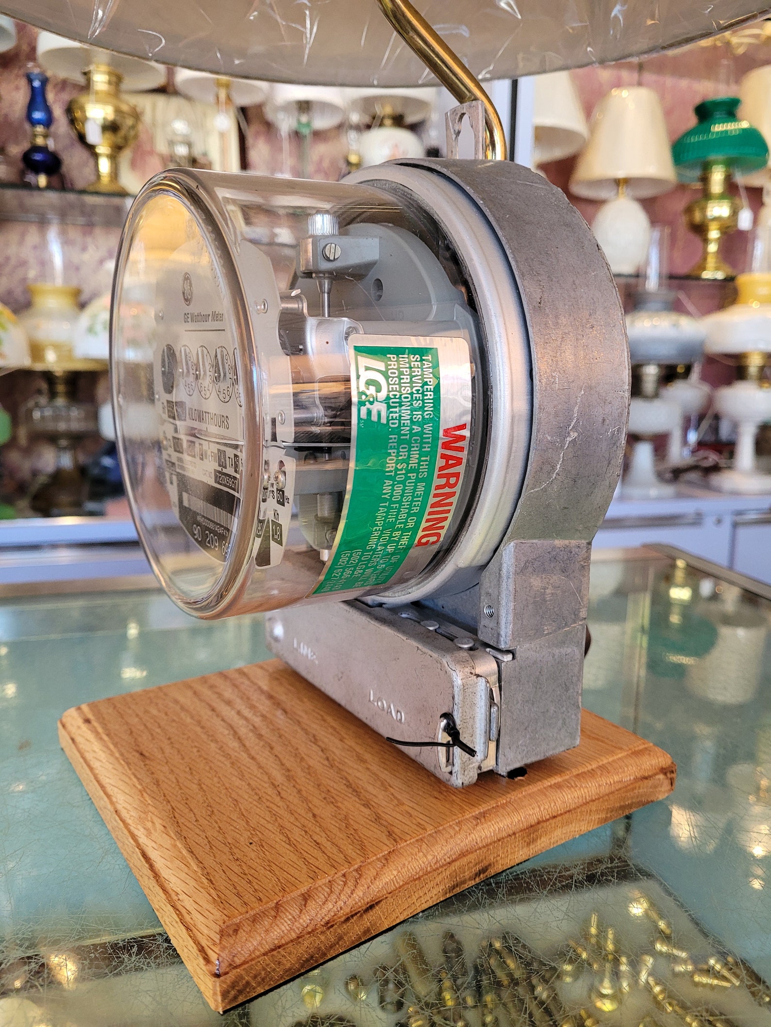 Custom Vintage GE Electric Meter Lamp on Oak Base - Etsy