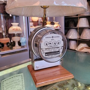 Custom Vintage GE Electric Meter Lamp on Oak Base - Etsy