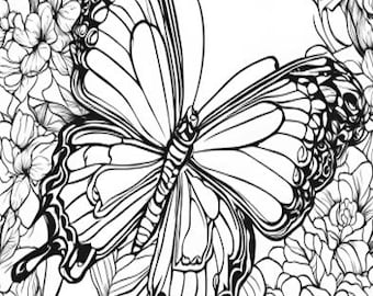 Monarch Butterfly Coloring Page, Digital Download, Nature Coloring Page ...