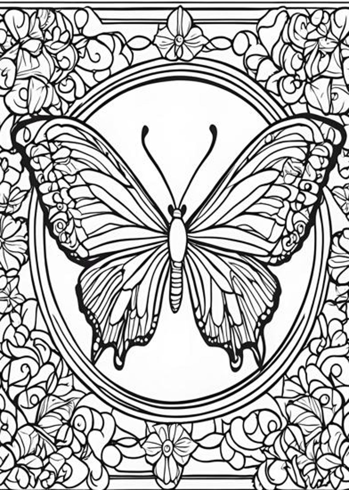 Stained Glass Butterfly Coloring Page - Etsy