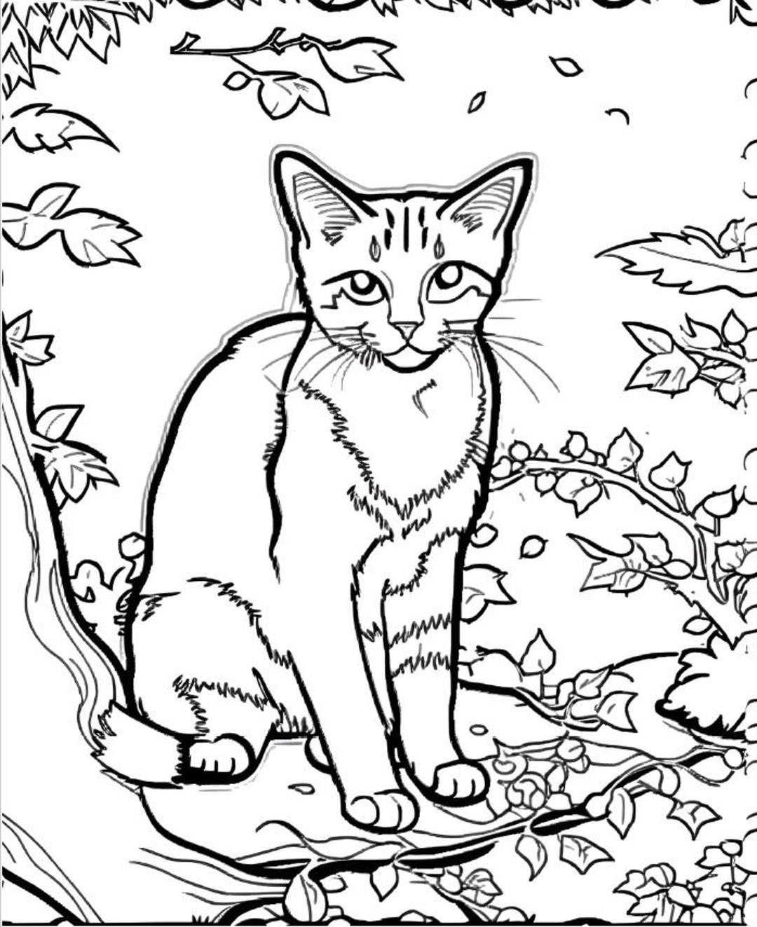 Cat in Tree Coloring Page - Etsy