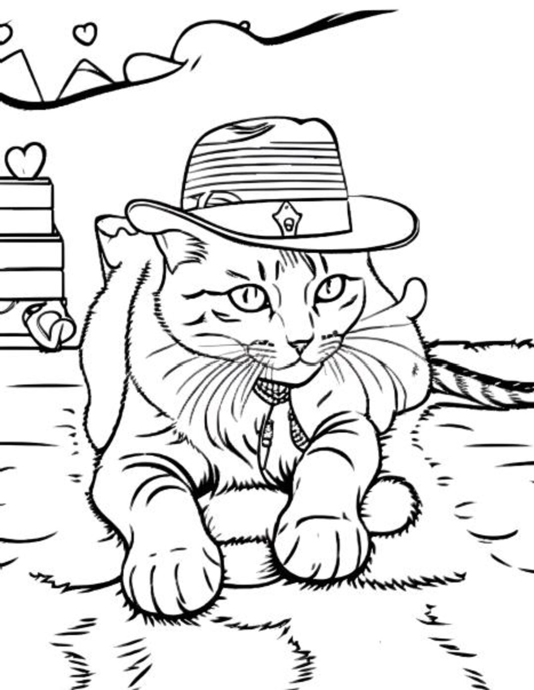 Cowboy Cat Coloring Page - Etsy