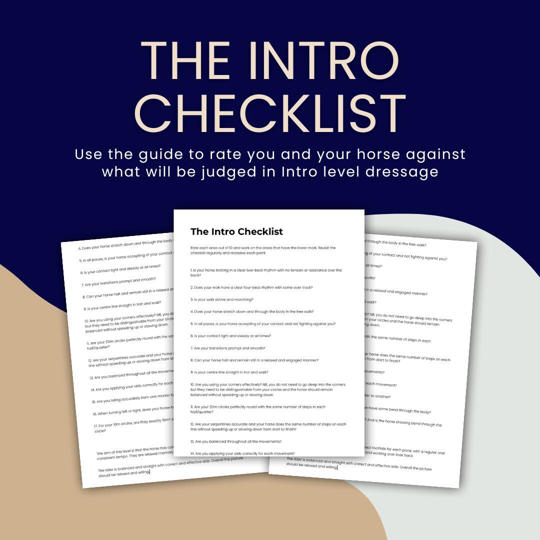 Intro Level Dressage Checklist Horse Riding Dressage Walk & Trot ...