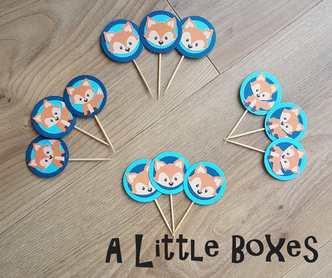 Blue Fox Theme Cake Topper Decoration - Etsy