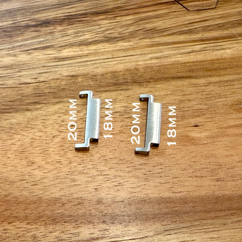 18mm to 20mm Watch Strap Connector Adapter – Stainless Steel, Brushed ...