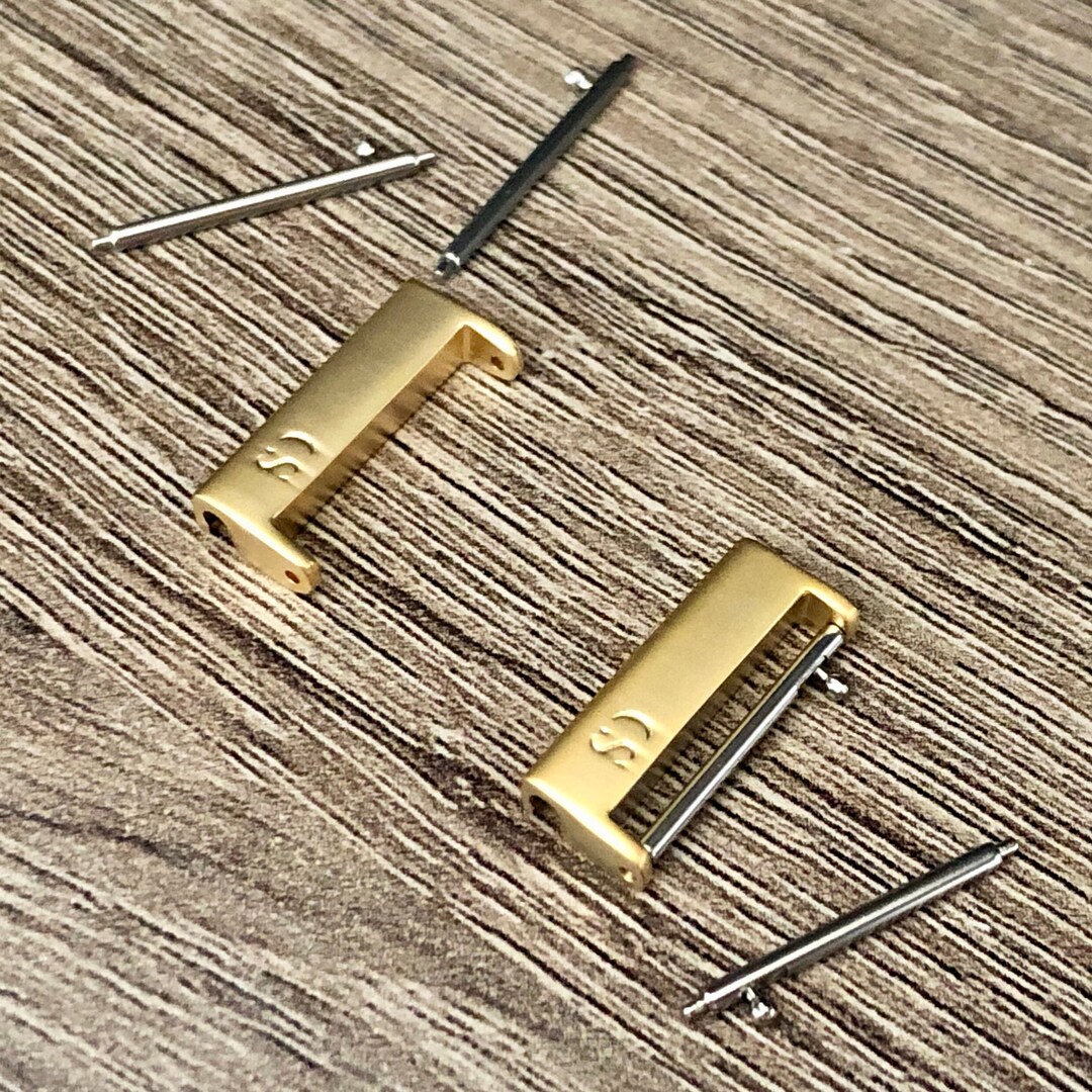 20mm Watch Strap Band Connectors Set 2 Pcs Gold Adapters 20mm to 18mm ...