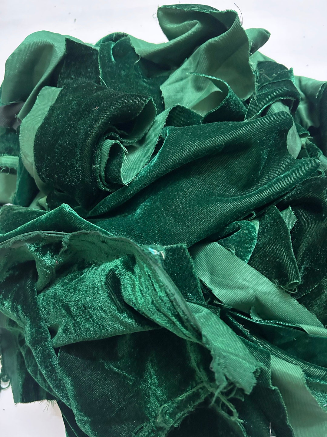 Bundle of Plain Solid Dark Green Velvet Scraps - Sale by Weight - 250 ...