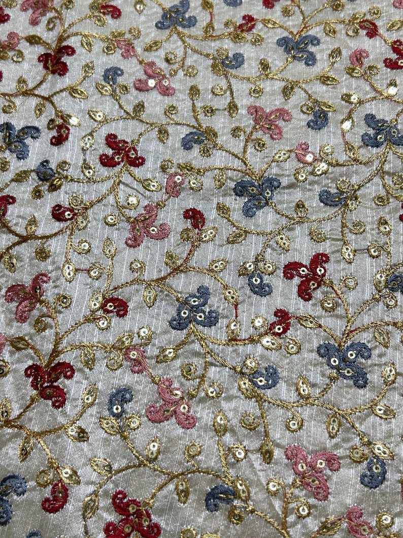 Heavy Embroidered Indian Silk Fabric | Sale by Fabric Size | Decorative ...