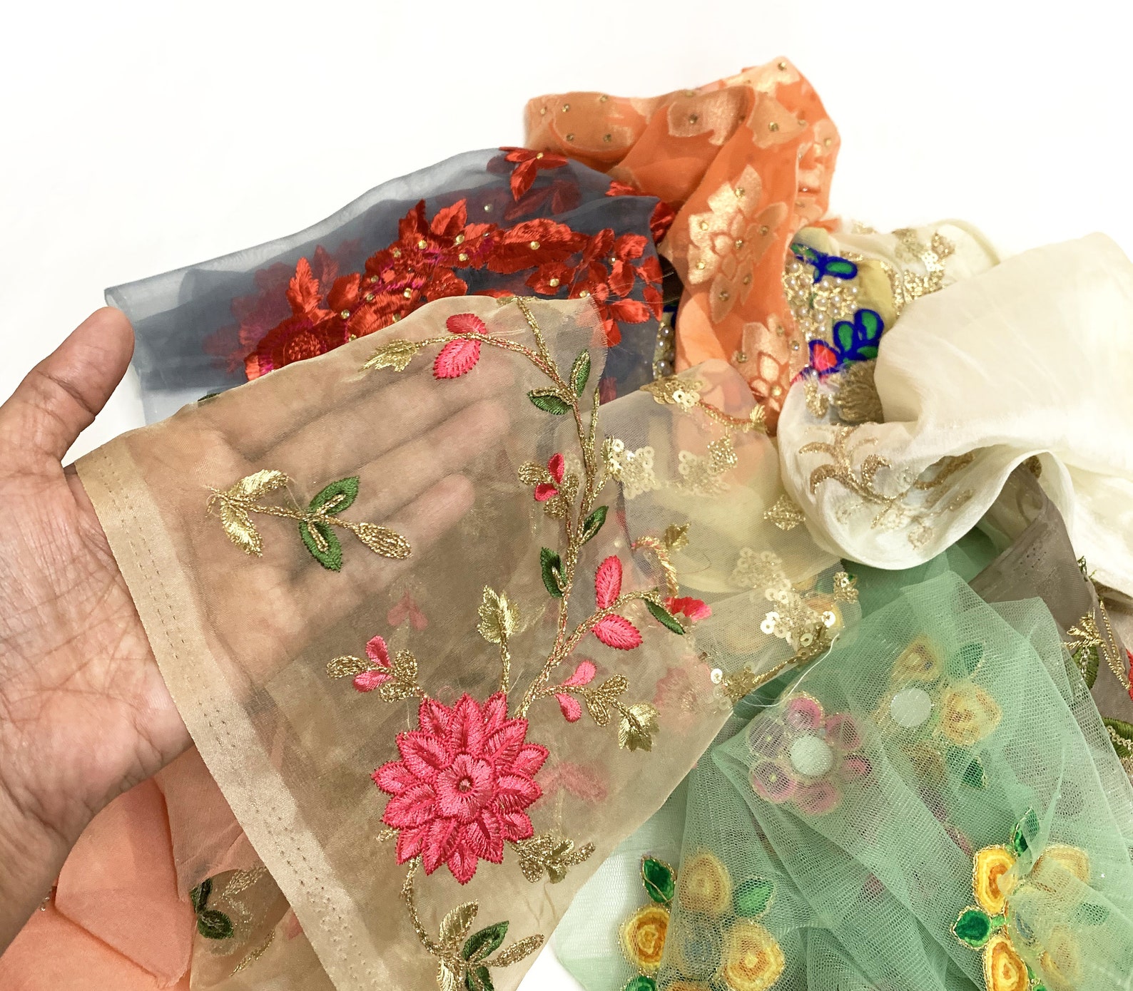 Embroidered Sheer Fabric Bundle - Decorative Textiles - Colorful ...