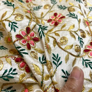 Heavy Embroidered Indian Silk Fabric Sale by Fabric Size - Etsy