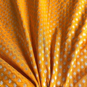 Mustard Yellow Brocade Fabric: Indian Silk Blend With Gold Motifs - Etsy