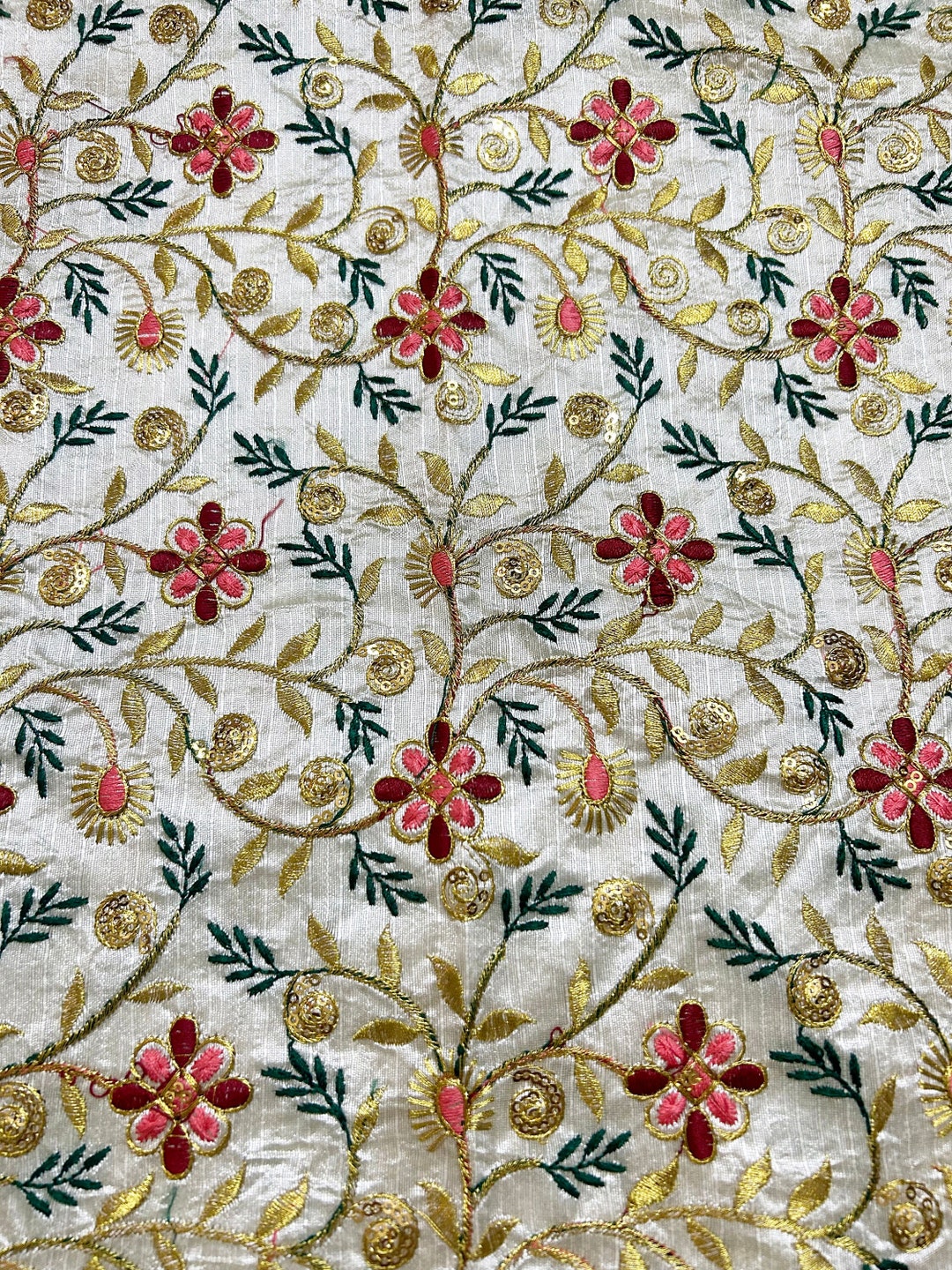 Heavy Embroidered Indian Silk Fabric Sale by Fabric Size - Etsy