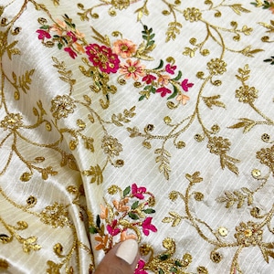 Heavy Embroidered Indian Silk Fabric Sale by Fabric Size Decorative ...