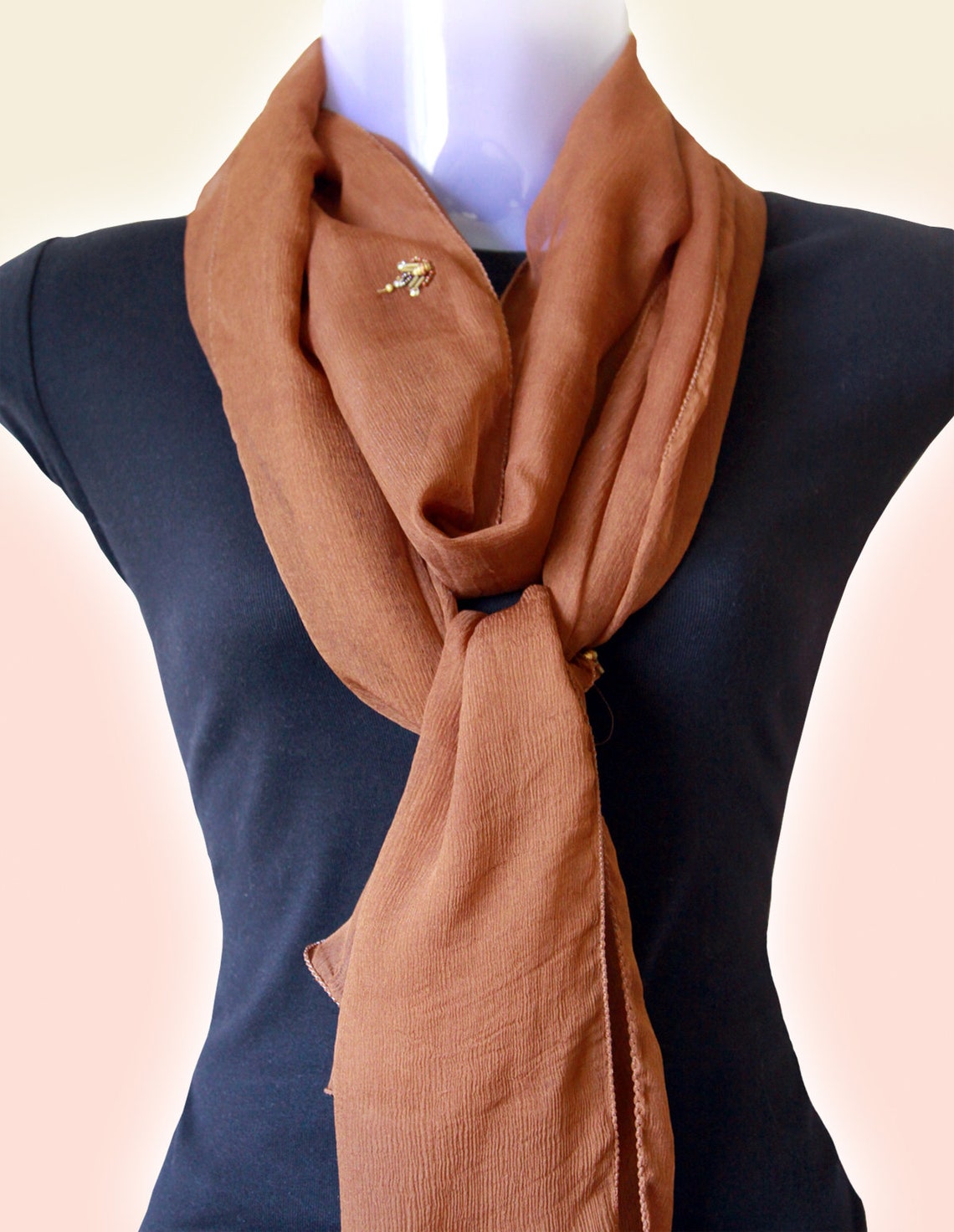 Brown Scarf Upcycled Scarf Long Chiffon Scarf in Earth - Etsy UK