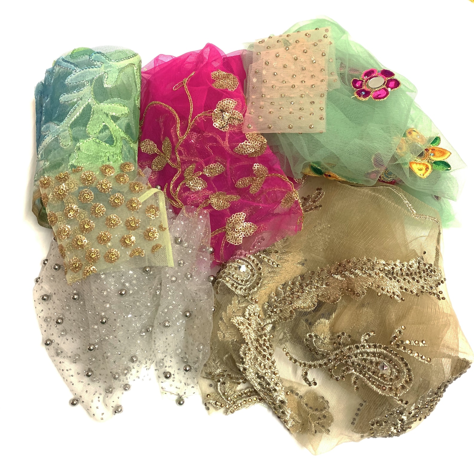 Embroidered Sheer Fabric Bundle - Decorative Textiles - Colorful ...