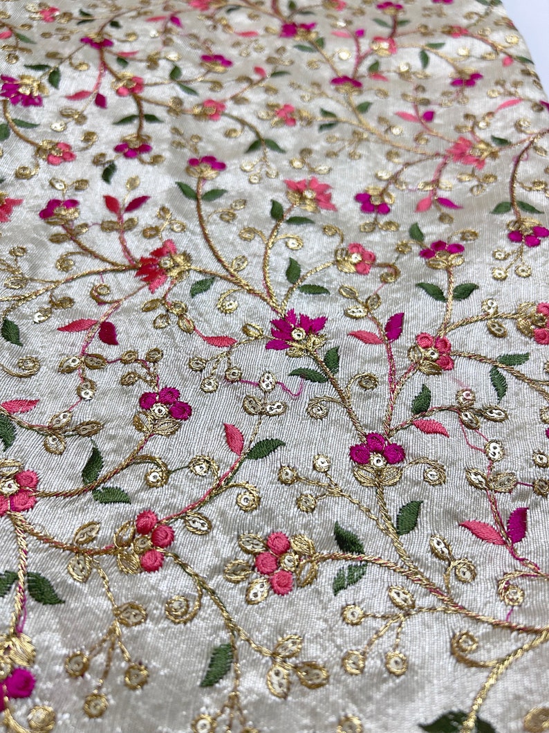 Heavy Embroidered Indian Silk Fabric Sale by Fabric Size - Etsy