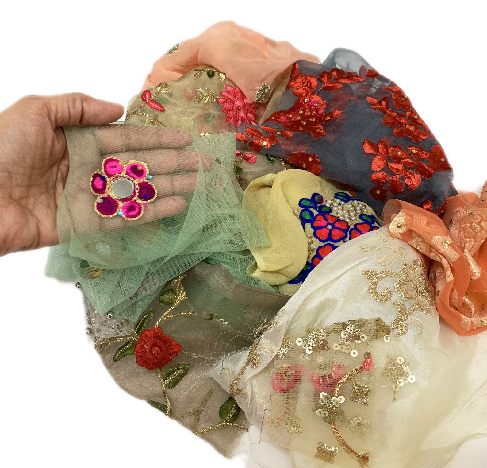 Embroidered Sheer Fabric Bundle - Decorative Textiles - Colorful ...