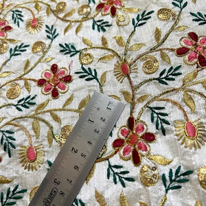 Heavy Embroidered Indian Silk Fabric Sale by Fabric Size - Etsy