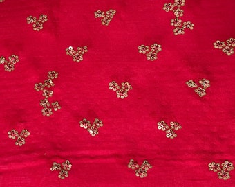Embroidered Red Fabric - Etsy