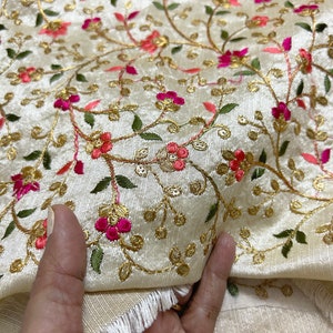 Heavy Embroidered Indian Silk Fabric Sale by Fabric Size Decorative ...
