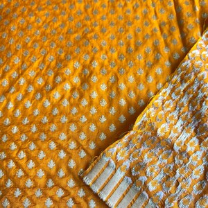 Mustard Yellow Brocade Fabric: Indian Silk Blend With Gold Motifs - Etsy