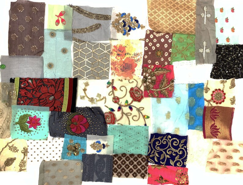 Surprise Bag of Fabric Snippets Indian Material Cutouts - Etsy