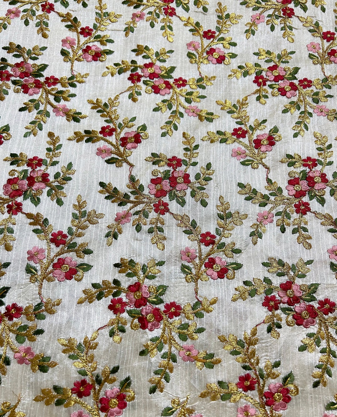 Heavy Embroidered Indian Silk Fabric | Sale by Fabric Size | Decorative ...