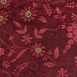 Maroon Silk Embroidered Fabric | Sale by Fabric Size | Decorative ...