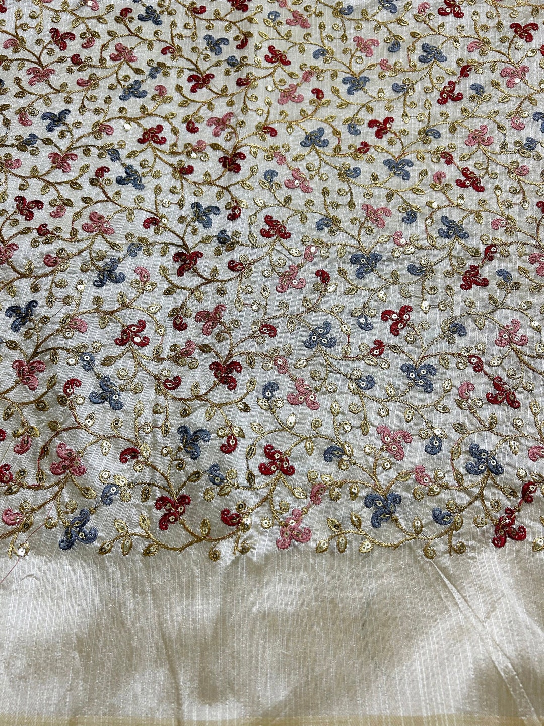 Heavy Embroidered Indian Silk Fabric | Sale by Fabric Size | Decorative ...