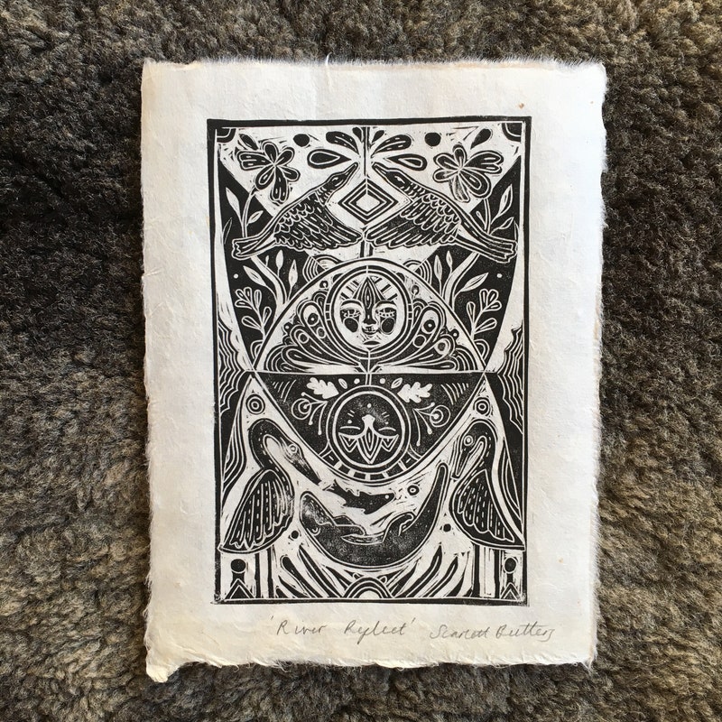 Lino Print Rivers - Etsy UK