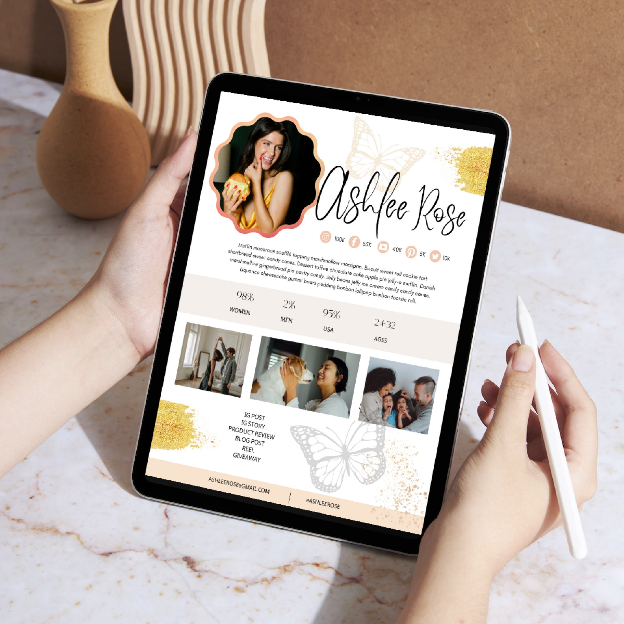 Influencer Media Kit Media Kit Template One Page Media Kit - Etsy