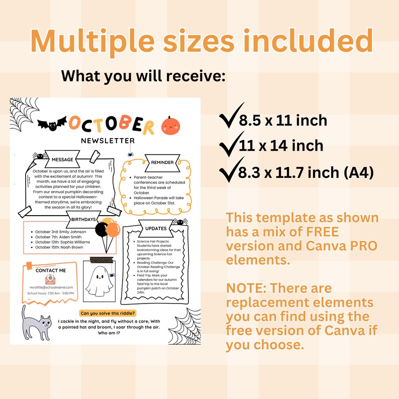 Newsletter Template, Editable Newsletter, Monthly Newsletter, School ...